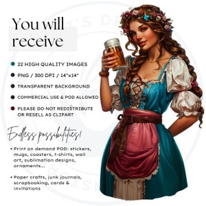 22 Oktoberfest Beer Maids Clipart Set, Bavarian Girls, Oktoberfest ...