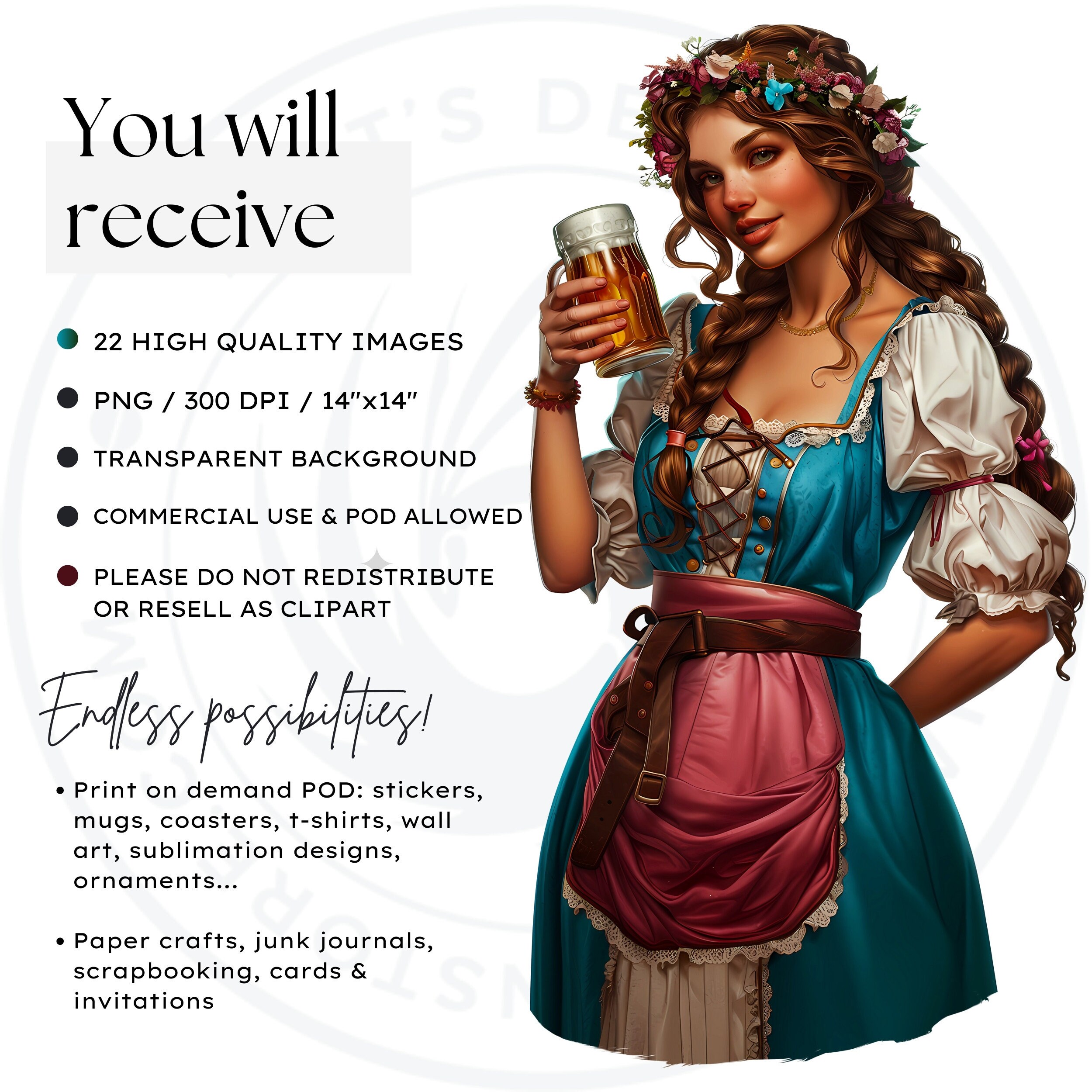 Oktoberfest Beer Maids Clipart Set: Bavarian Girls PNG (22 Files) - Etsy