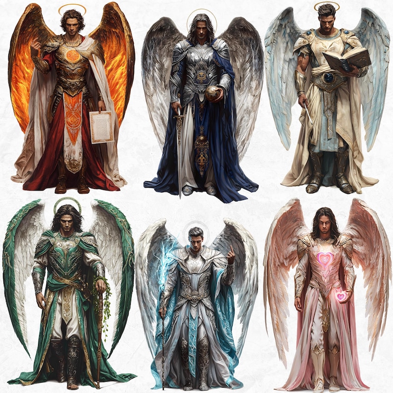 Archangels Clipart Set: Christian Angels, Michael, Gabriel (PNG Digital ...
