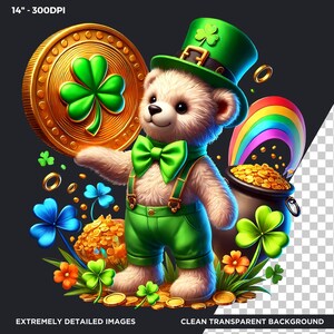 St Patrick's Day Teddy Bear Clipart Set, Cute Saint Patrick Teddy Bear ...
