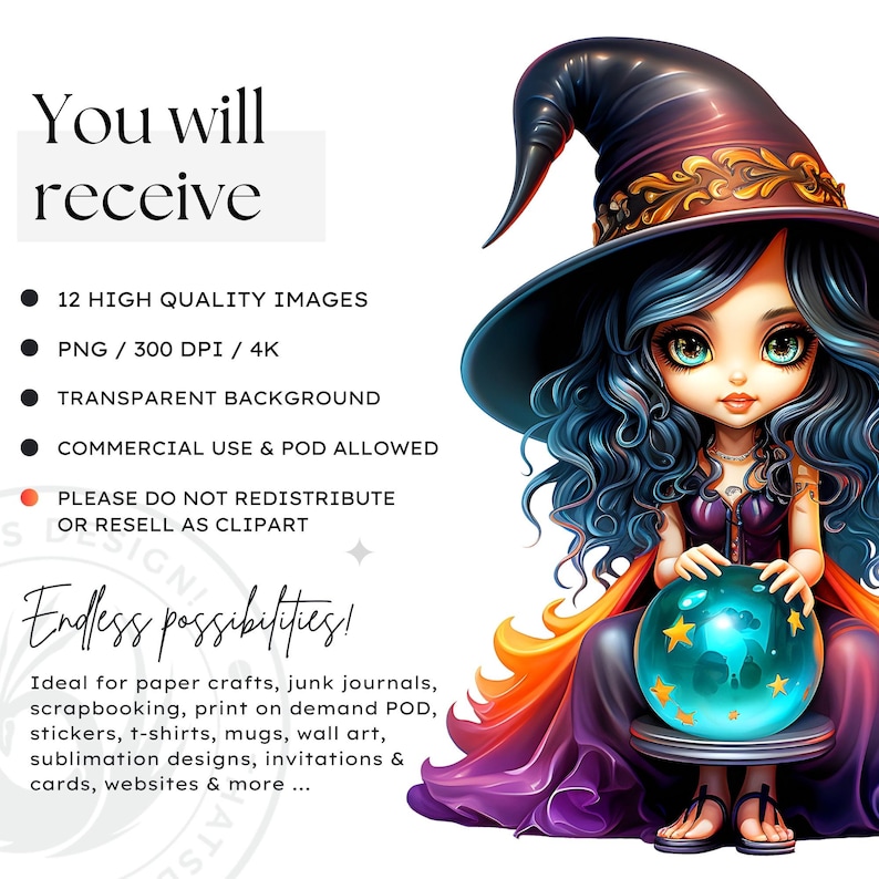 Halloween Cute Witch PNG Clipart Halloween PNG Bundle - Etsy