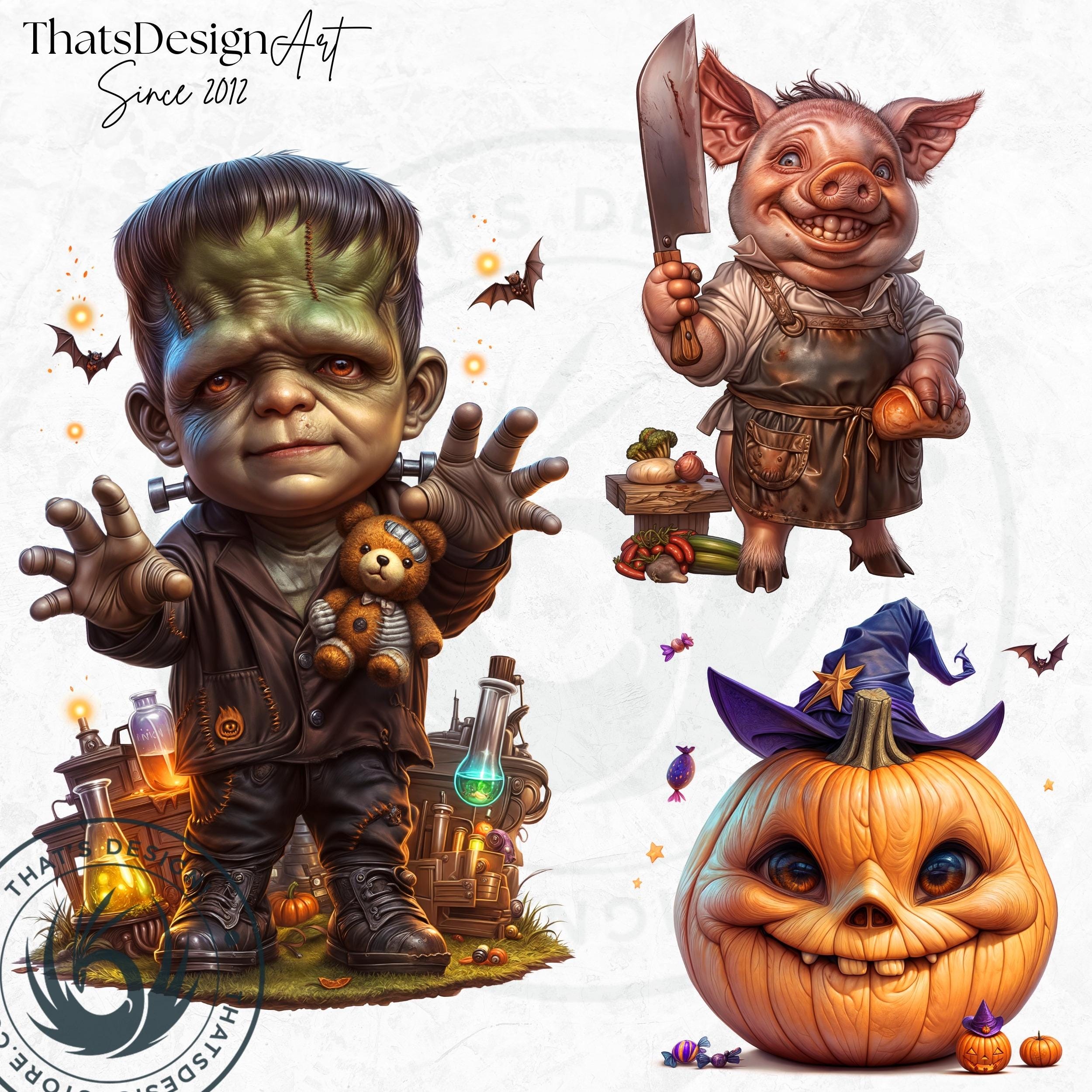 Halloween Character Clipart Set, Ghosts, Witches, Vampires (PNG) - Etsy