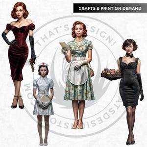 Noir Movie Characters Clipart: 1940s Detective, Gangster & Femme Fatale ...