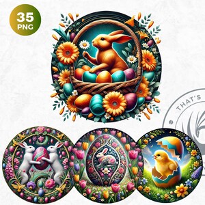 Easter Clipart Bundle: Bunny, Eggs, Floral PNG Graphics (digital ...