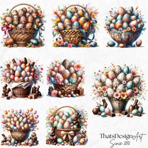 Easter Basket Eggs Clipart Bundle, Printable Easter Clipart, PNG Easter ...