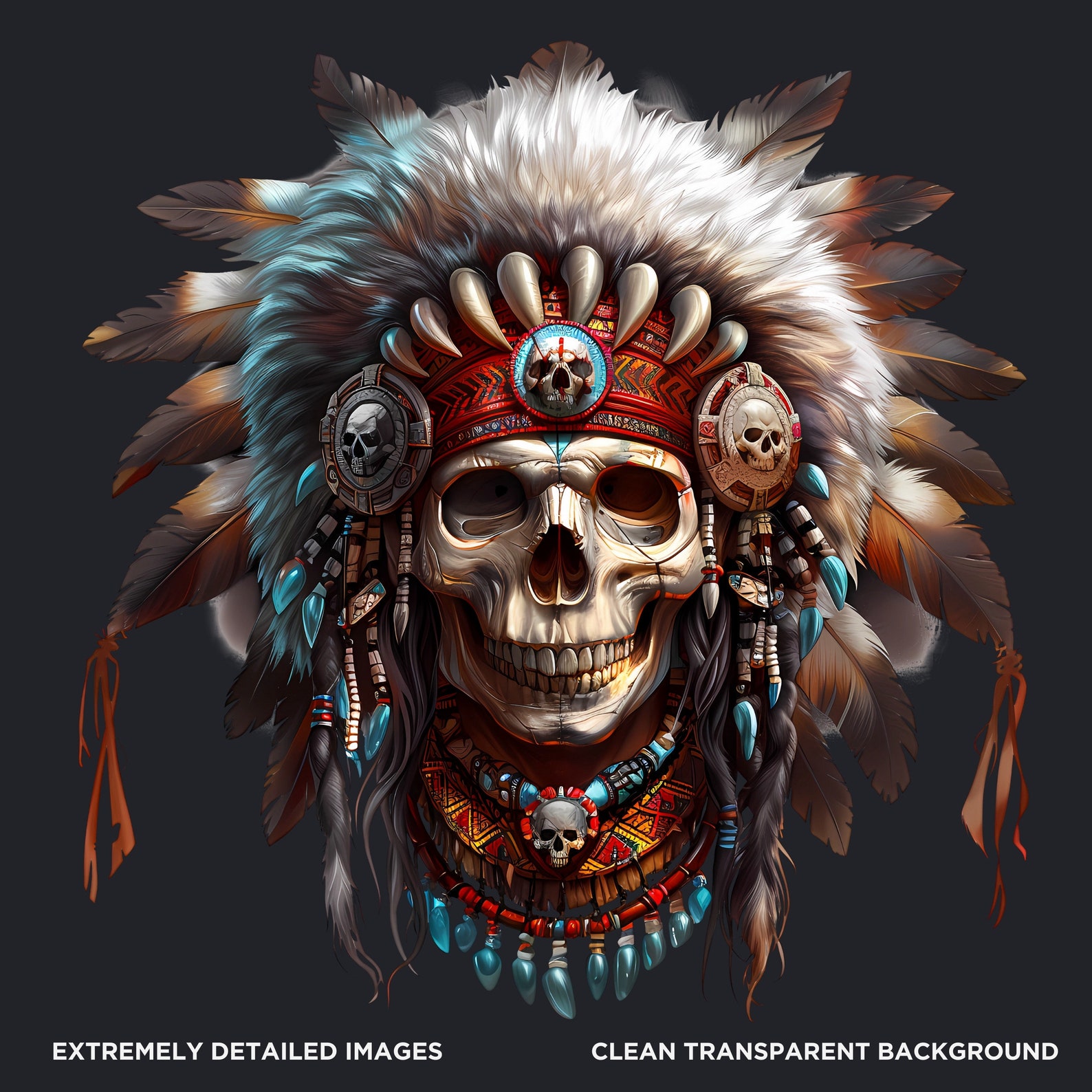 30 Native American Skulls Clipart Set, Head Skull PNG for Cultural ...