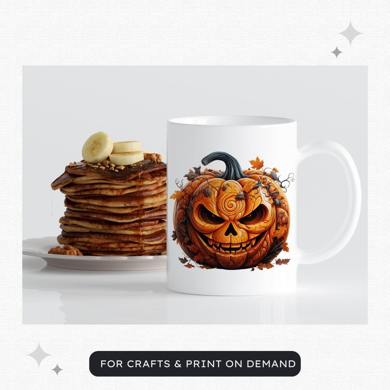 Creepy Halloween Pumpkin Clipart: Tribal Jack O' Lantern PNG Bundle ...