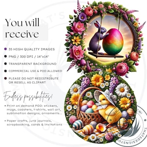 35 Easter Clipart Bundle, Easter Bunny Clipart, Spring PNG, Easter ...