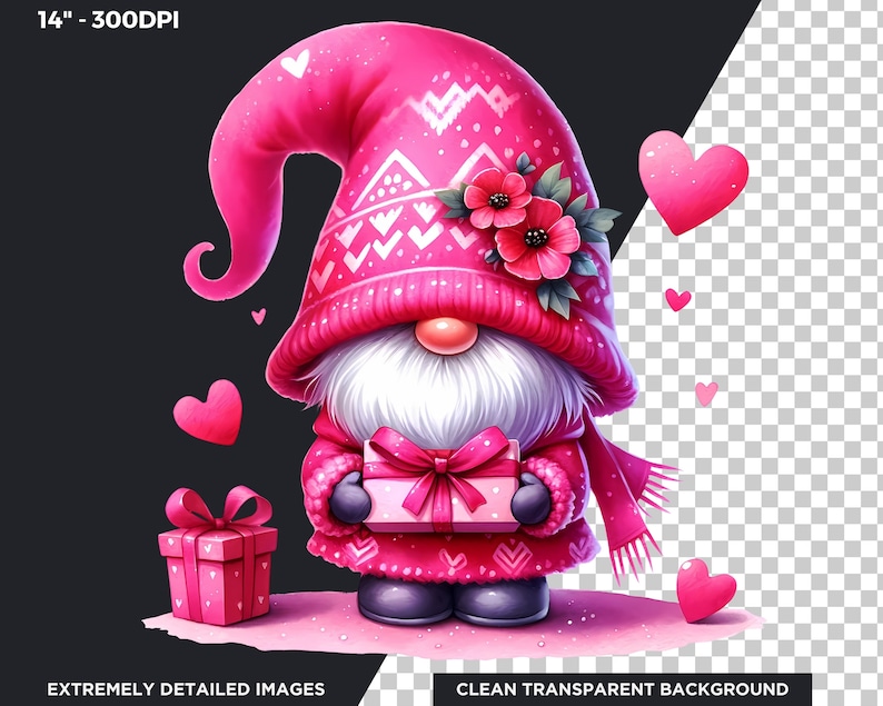 Pink Valentine Gnomes Clipart Set: Love Gnomes PNG (commercial Use) - Etsy