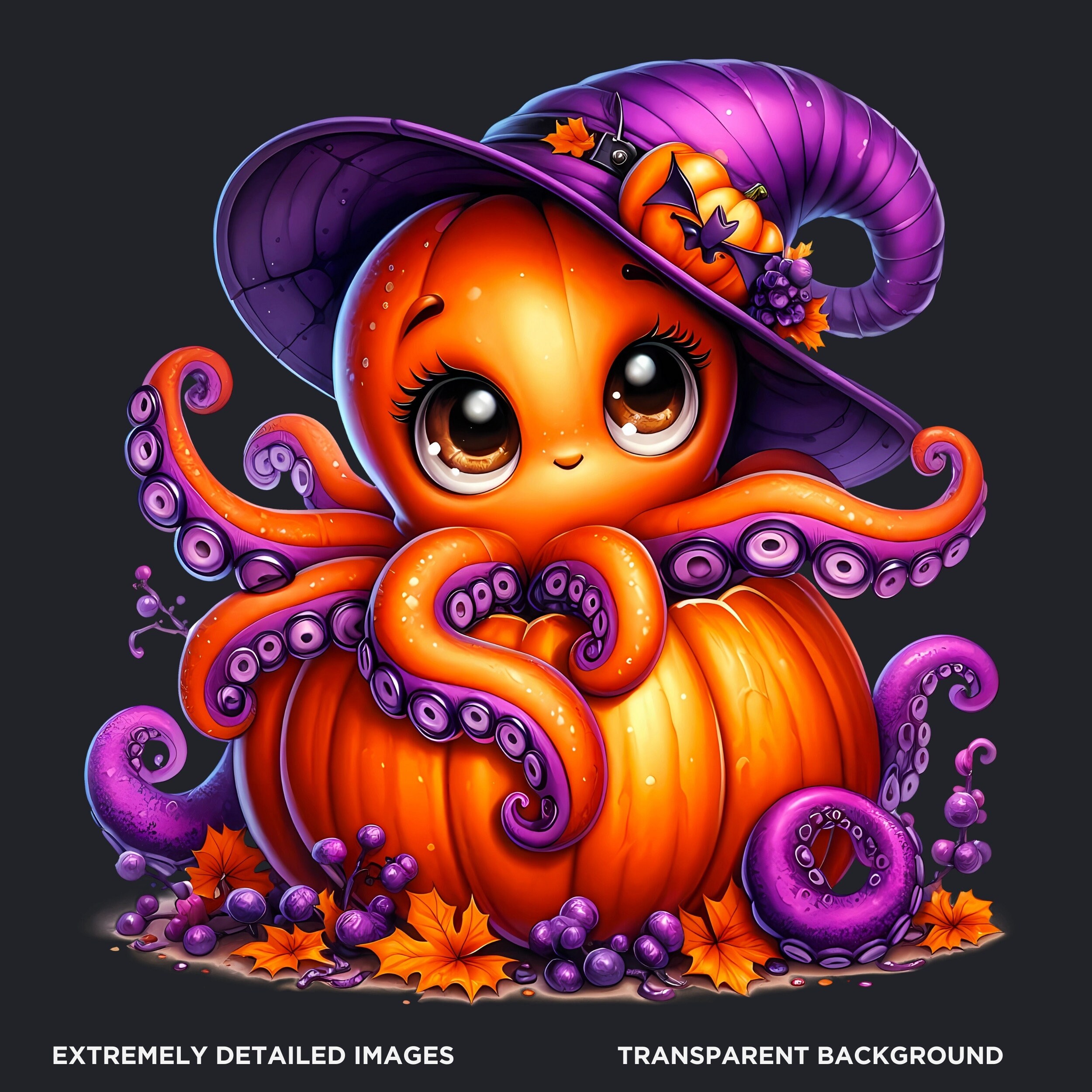 Halloween Animal Pumpkin Clipart Set, Witch PNG Designs (commercial Use ...