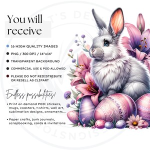 Easter Bunny Clipart Bundle V1, Rabbit Clipart, Spring PNG, Easter Eggs ...