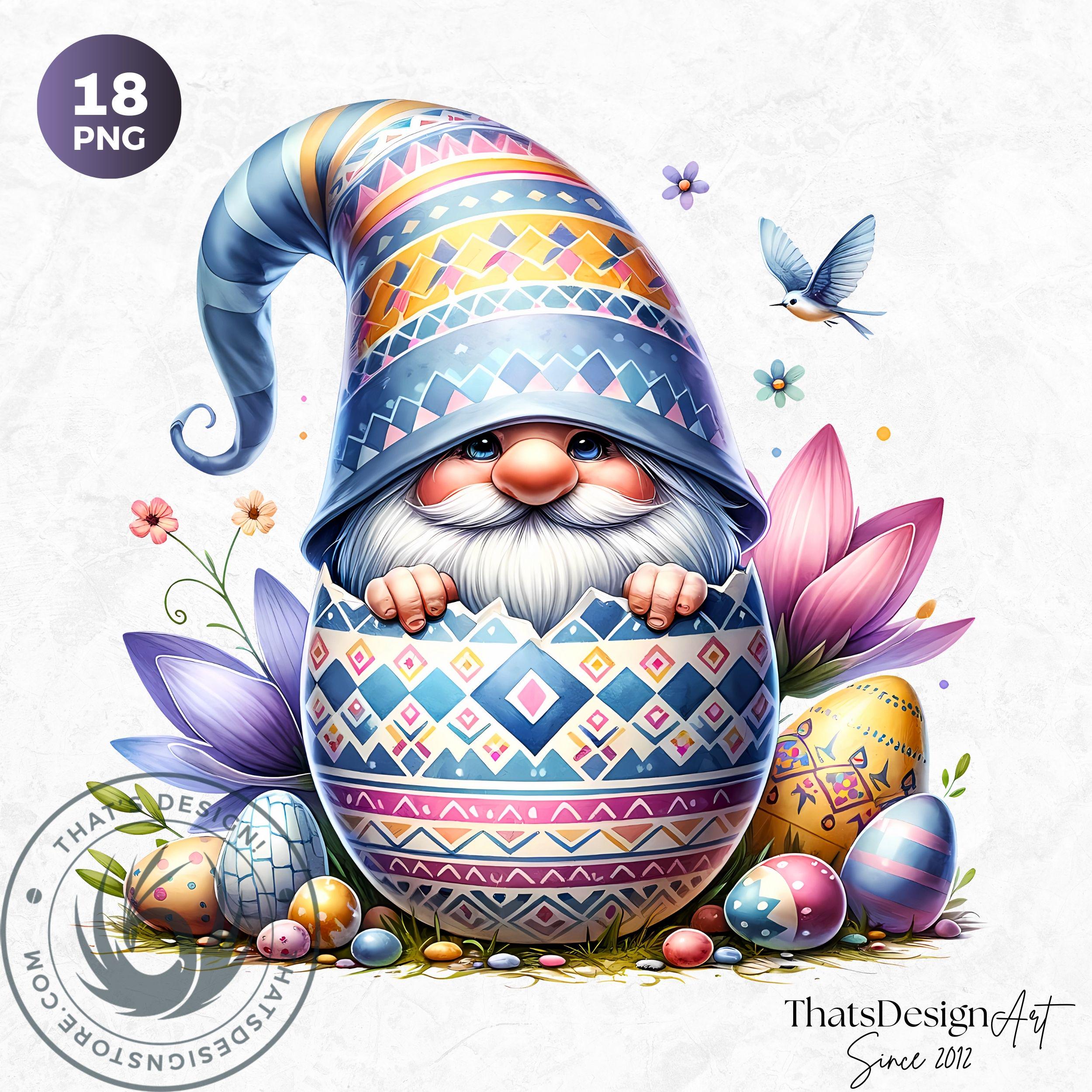 Easter Gnome Clipart Bundle: Watercolor Spring PNG Graphics (commercial ...