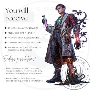 Biopunk Character Clipart Set: Cybernetic Sci-fi Designs (PNG, Digital ...