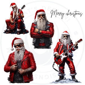Rockstar Santa Clipart Set: Christmas PNG Images (digital Download) - Etsy