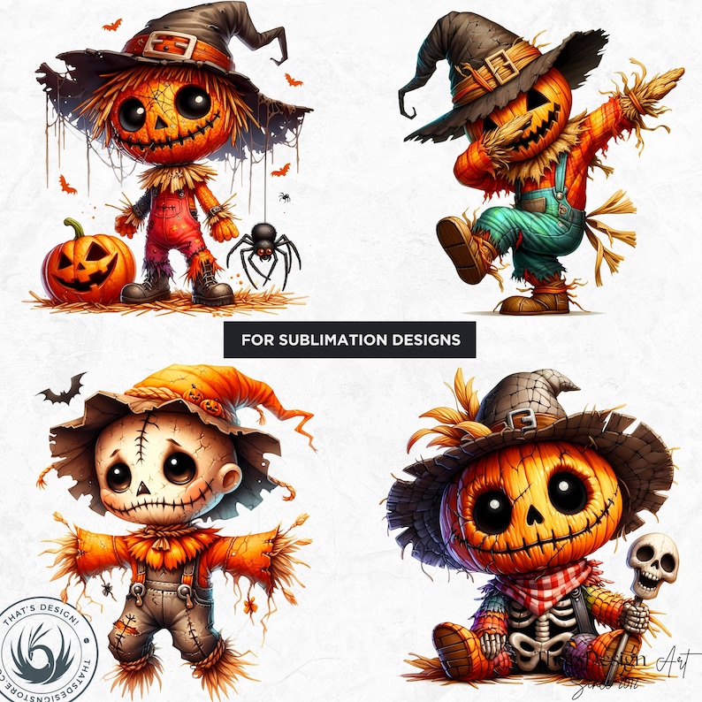 Halloween Scarecrow Clipart Set, Pumpkin Pngs (digital Download) - Etsy