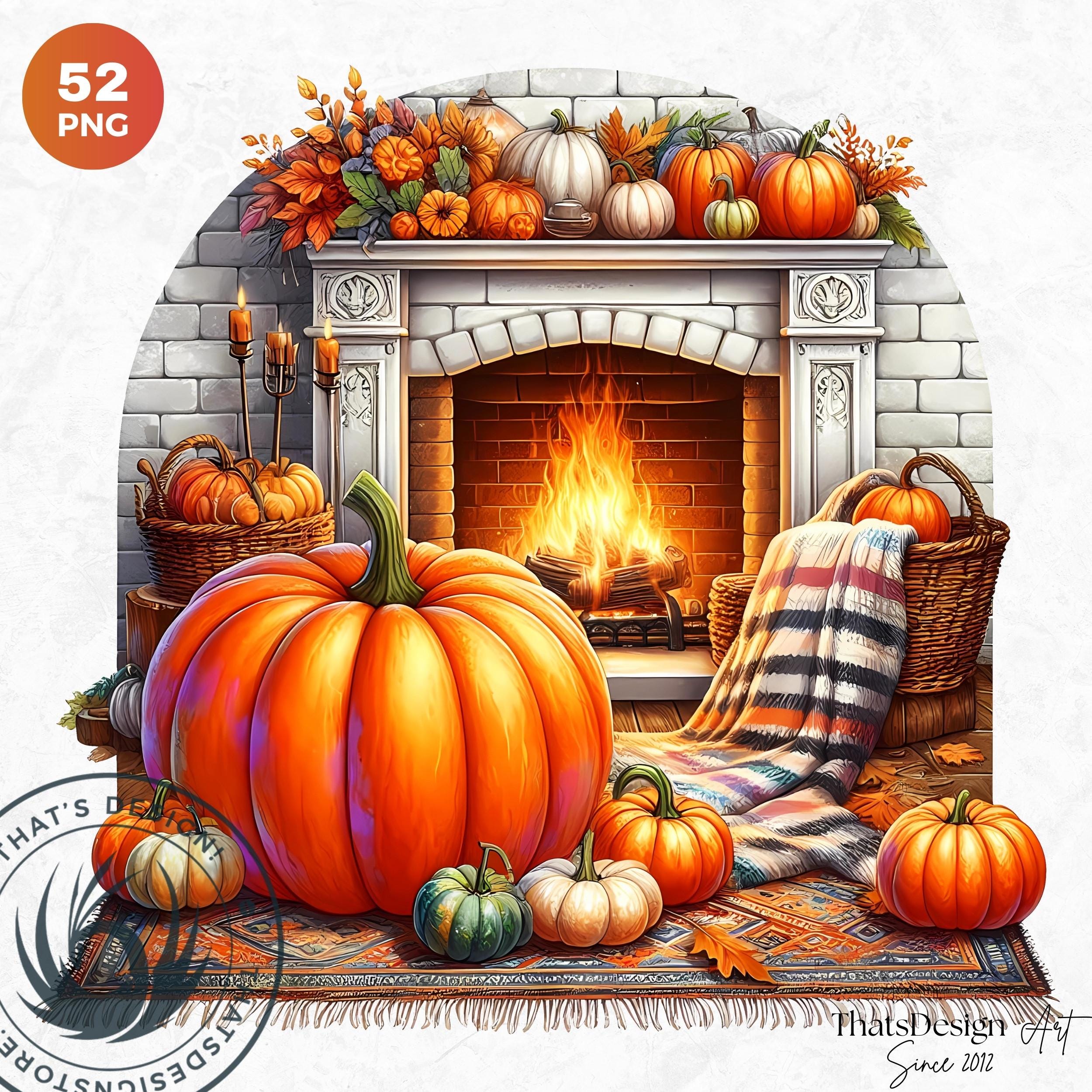 Autumn Pumpkin Clipart Set: Harvest Season PNG, Thanksgiving Graphics ...