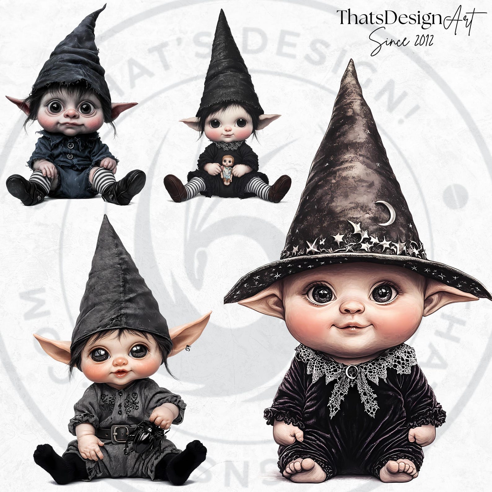 Gothic Gnome Clipart Set: Dark Fantasy PNG ( Digital Download ...