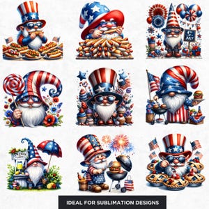 4th of July Gnome Clipart PNG, American Patriotic Clip Art ...