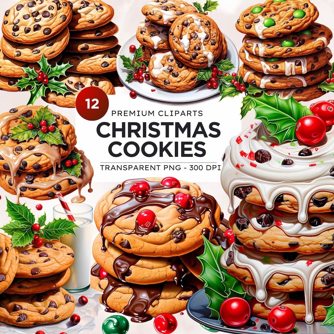Christmas Cookies Png Clipart Set, Christmas Food Graphics, Christmas ...