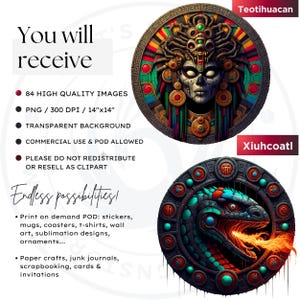 Aztec Gods Clipart Set: Mesoamerican Mythology Graphics (PNG, Digital ...