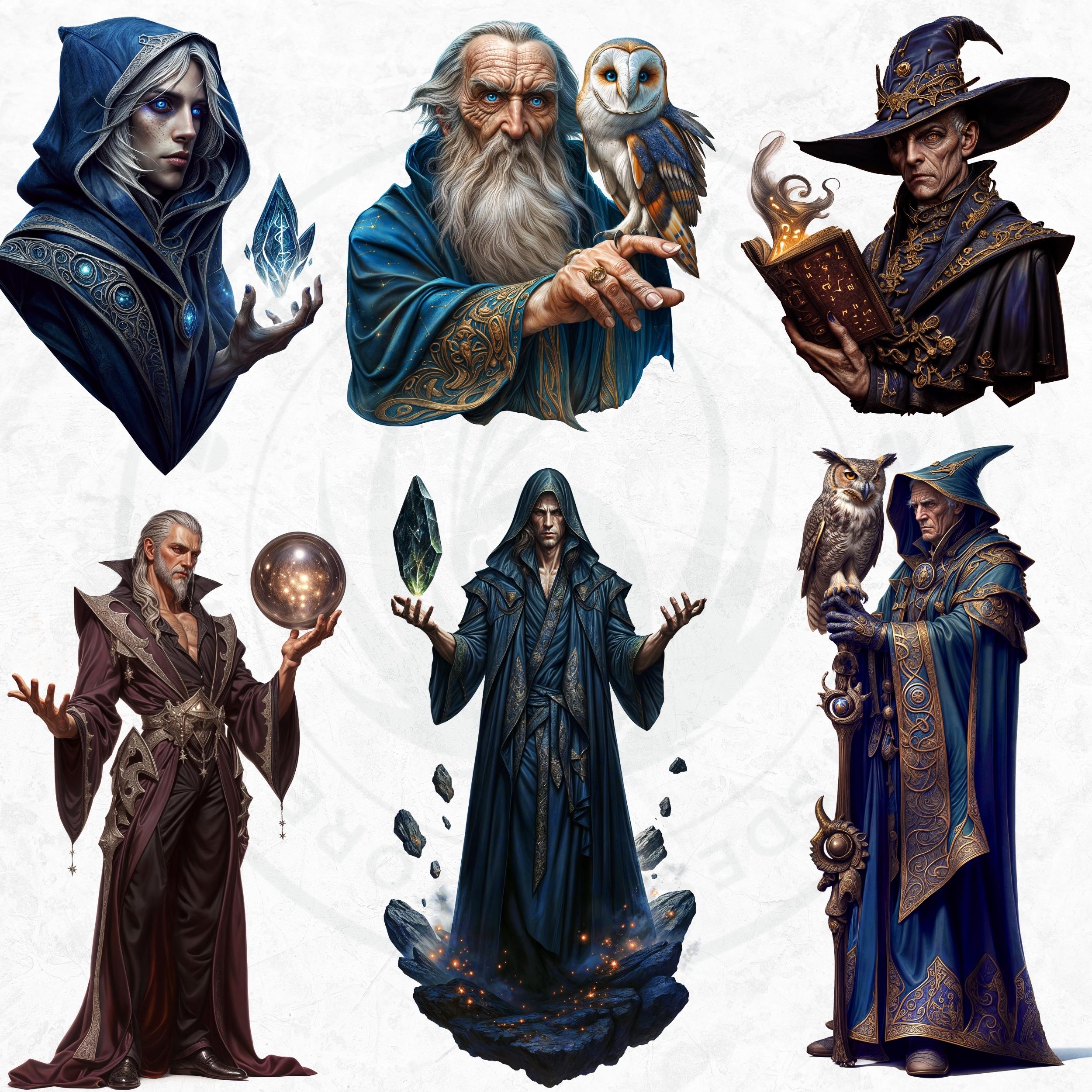 Fantasy Wizard Clipart: Sorcerers, Mages, Alchemists (45 PNG Commercial ...