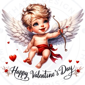 Watercolor Cute Cupid Clipart Bundle, Valentines Day Clipart PNG ...