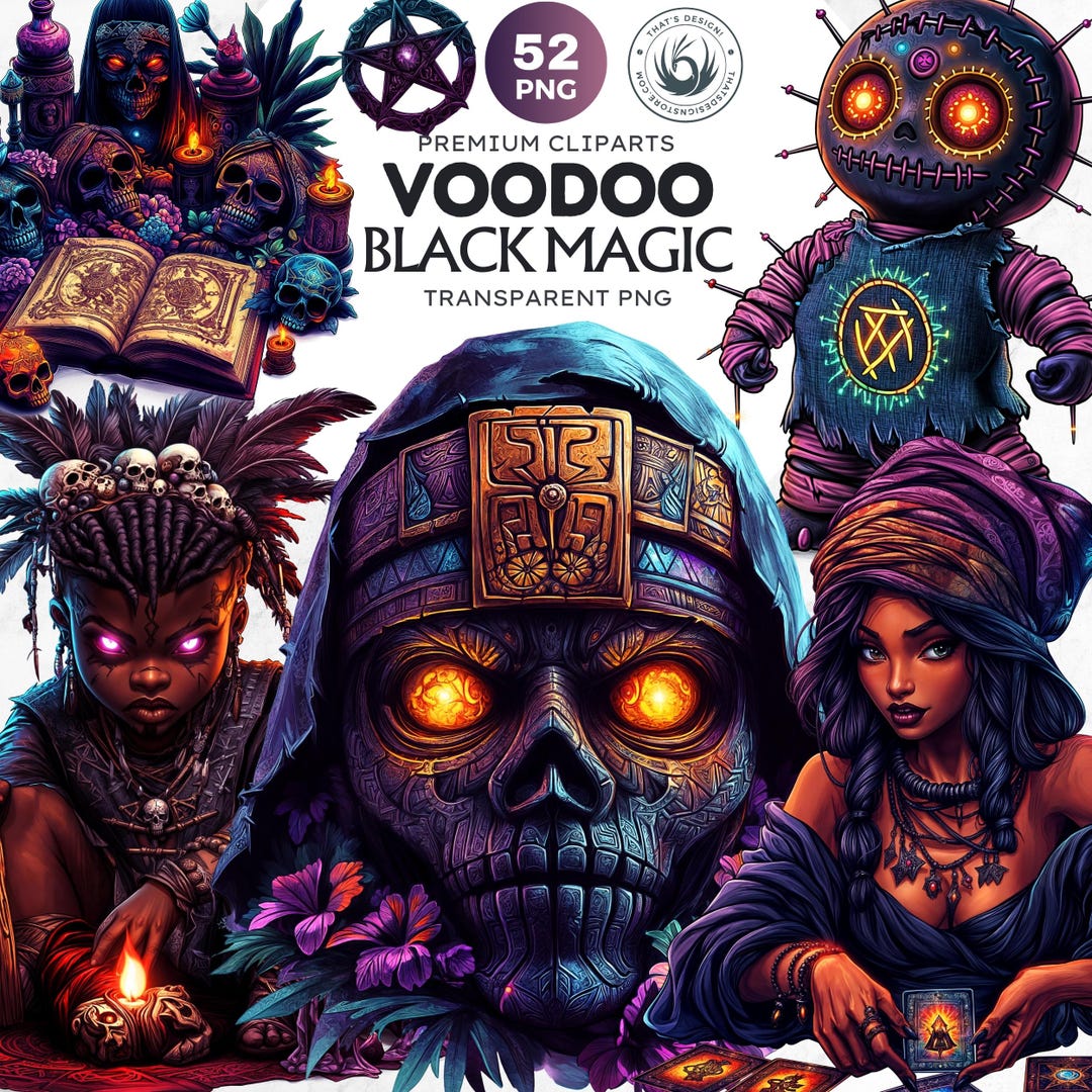 Black Magic Voodoo Clipart PNG Set,tribal Ritual, Priest and Witch ...