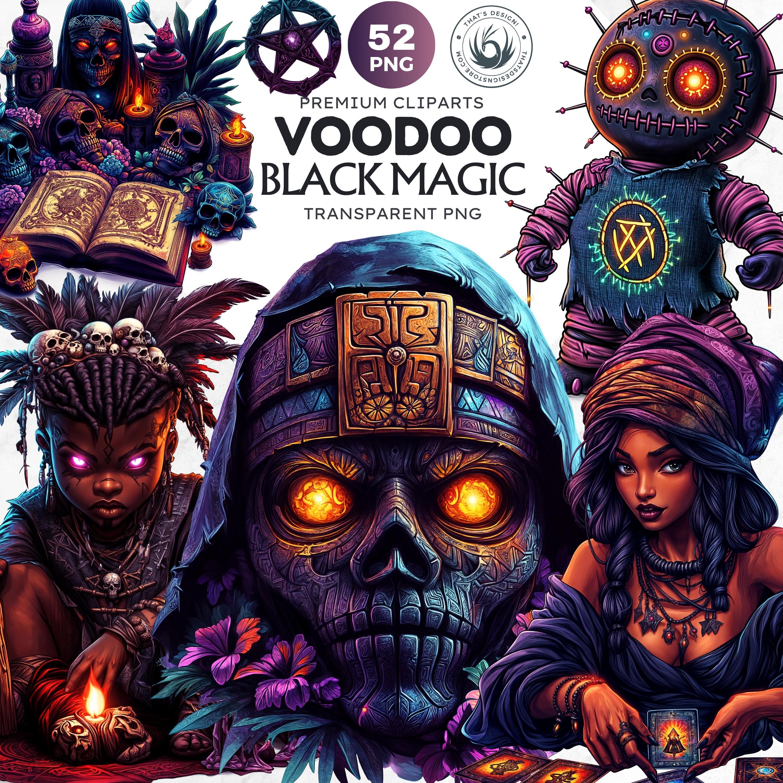 Voodoo Black Magic Clipart Set: Skulls, Tarot, Rituals, Talisman (PNG ...