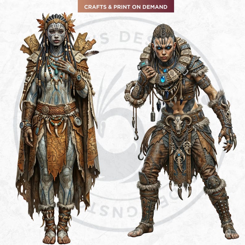 Nomadic Fantasy Characters Clipart Bundle: Desert Traveler PNG, RPG ...