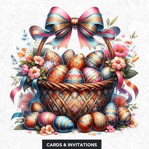 Easter Basket Eggs Clipart Bundle, Printable Easter Clipart, PNG Easter ...