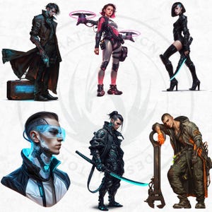 Cyberpunk Character Clipart: Neon Dystopian PNG, Cyber Illustrations ...