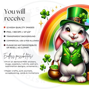 St Patricks Day Bunny Watercolor Clipart, Cute Rabbit Clipart PNG ...