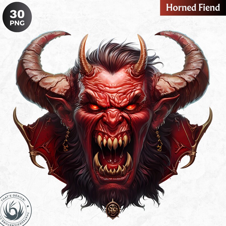 30 Demonic Portraits Clipart: Horror Gothic PNG Designs (digital ...