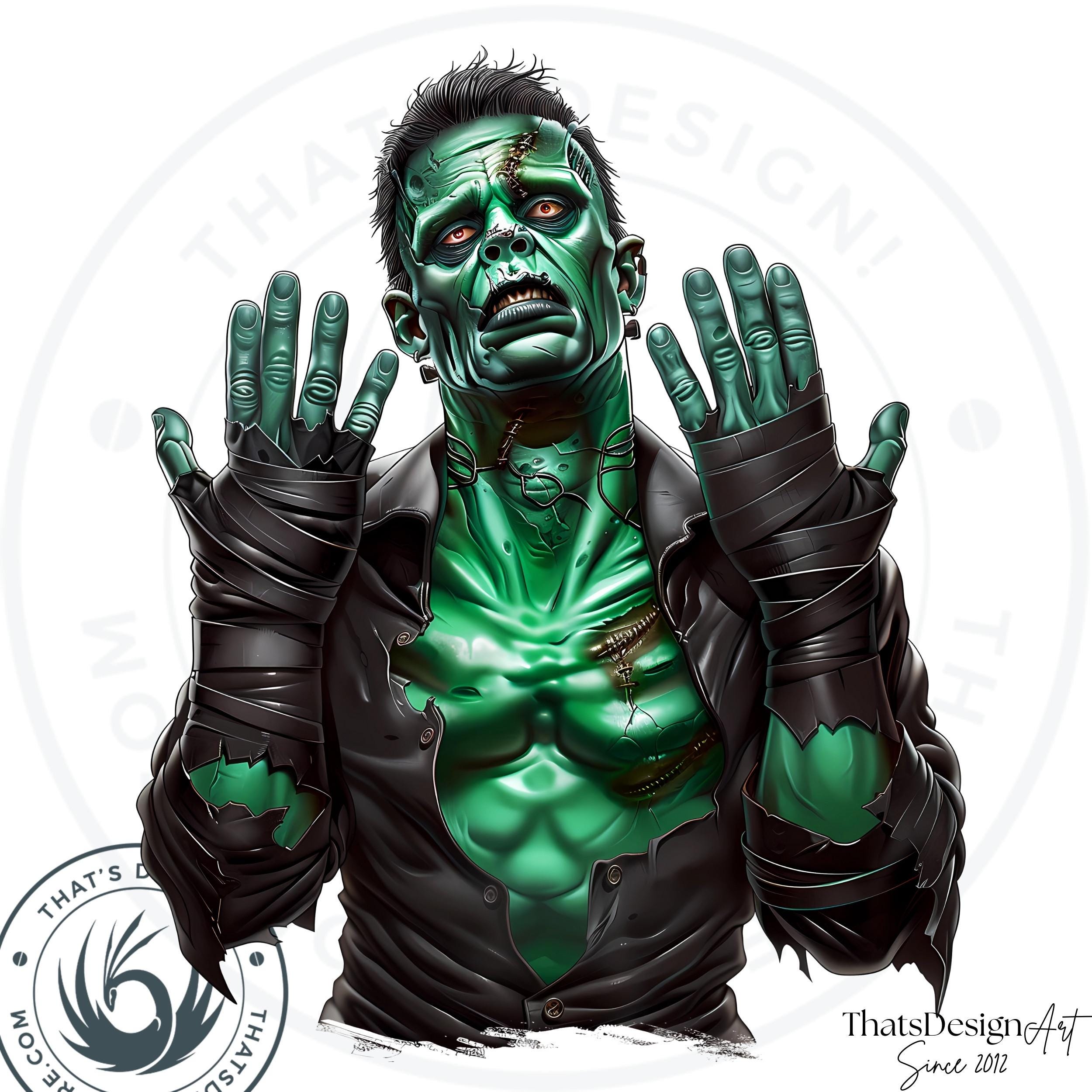 Frankenstein Clipart Set: Spooky Halloween PNG Graphics (digital ...