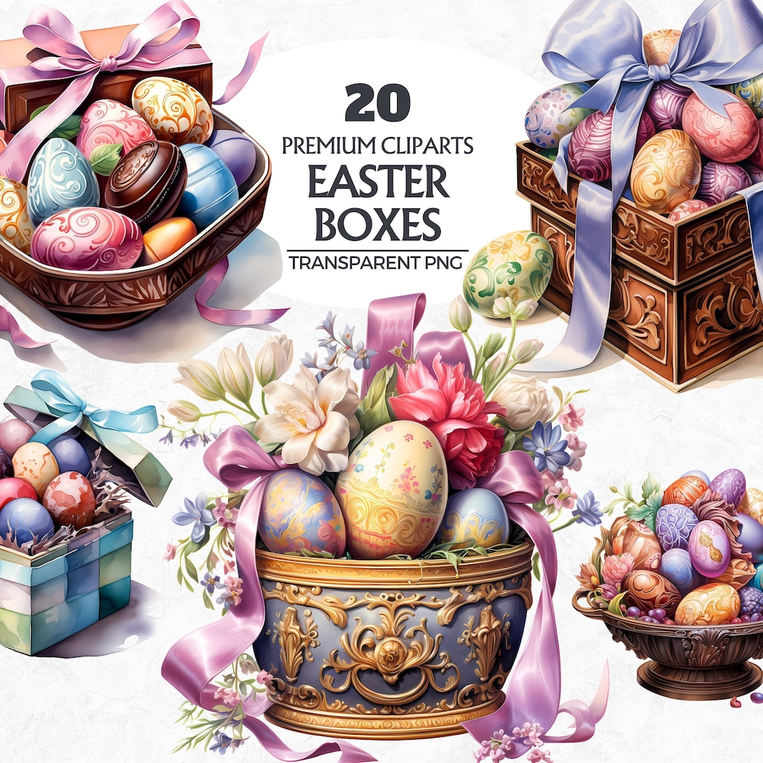 Easter Basket Eggs Clipart Bundle, Printable Easter Clipart, PNG Easter ...