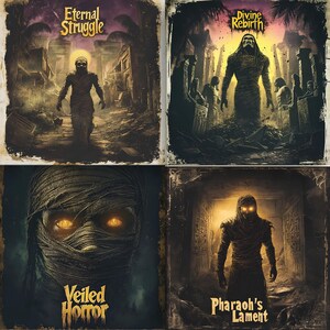 Pulp Mummy Digital Paper JPEG Set, Mummy Illustrations, Distressed ...