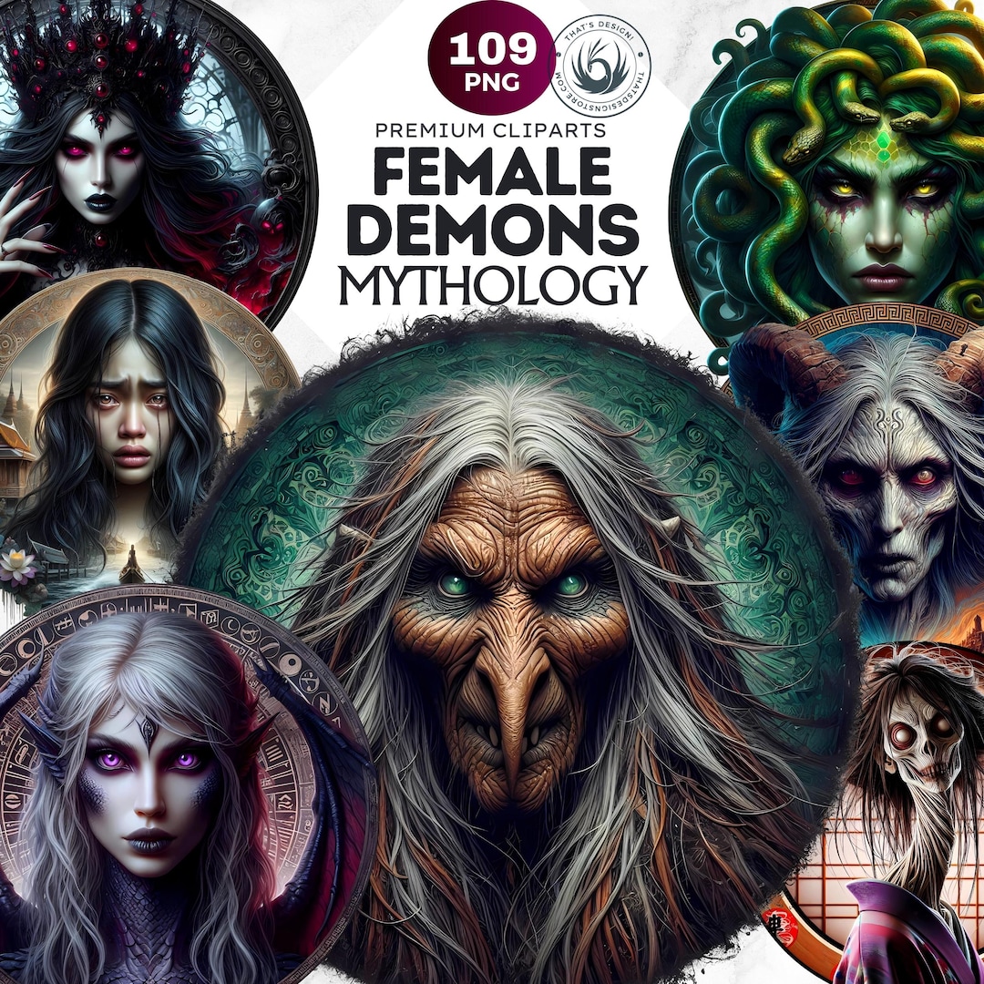 109 Greatest Mythological Female Spirits and Demons Clipart Set ...