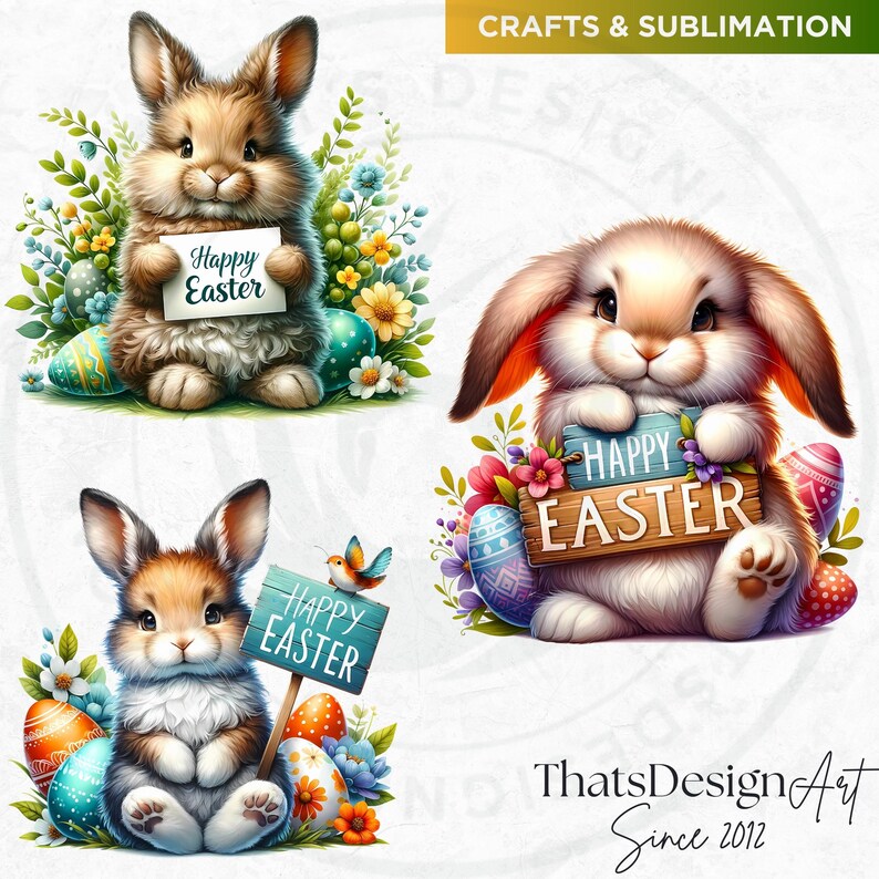 Easter Bunny Clipart Bundle: Spring PNG Graphics (commercial Use) - Etsy