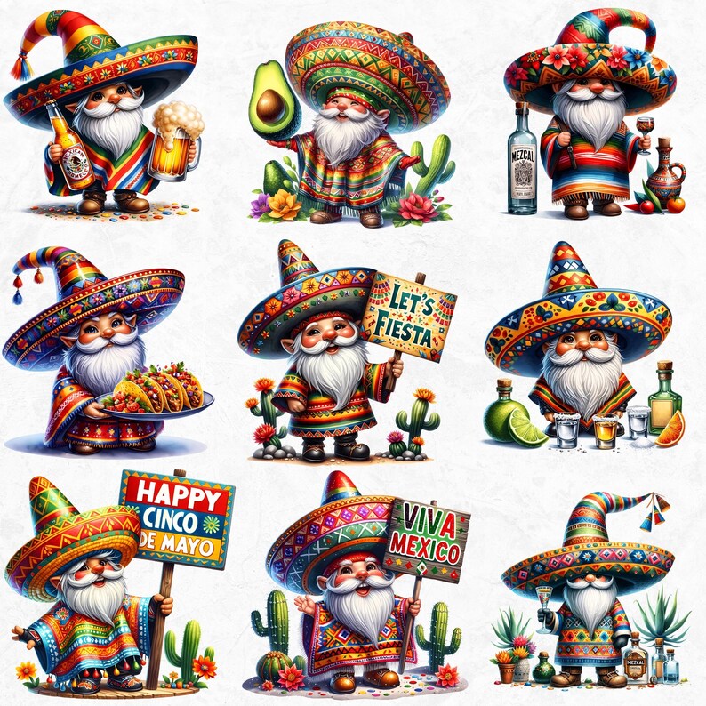 Cinco De Mayo Gnomes PNG Clipart Set: Mexican Fiesta Art (digital ...