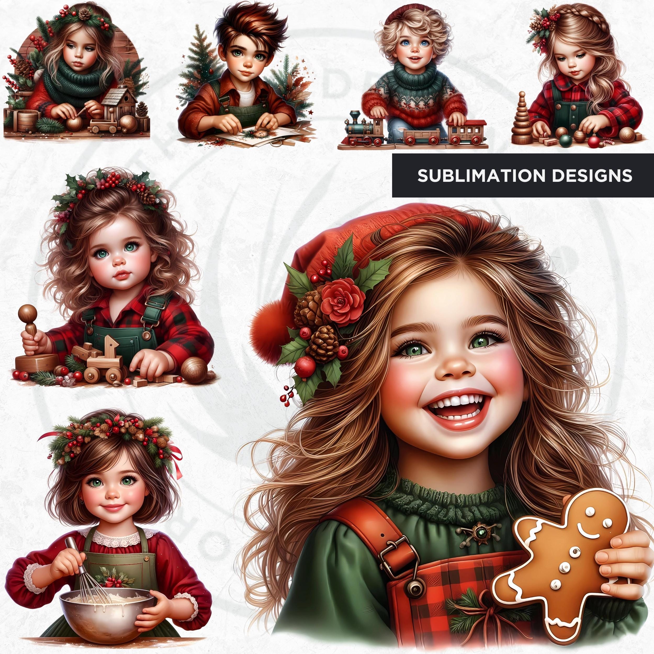 Rustic Christmas Kids Clipart Set: Cosy Holiday Illustrations (PNG ...