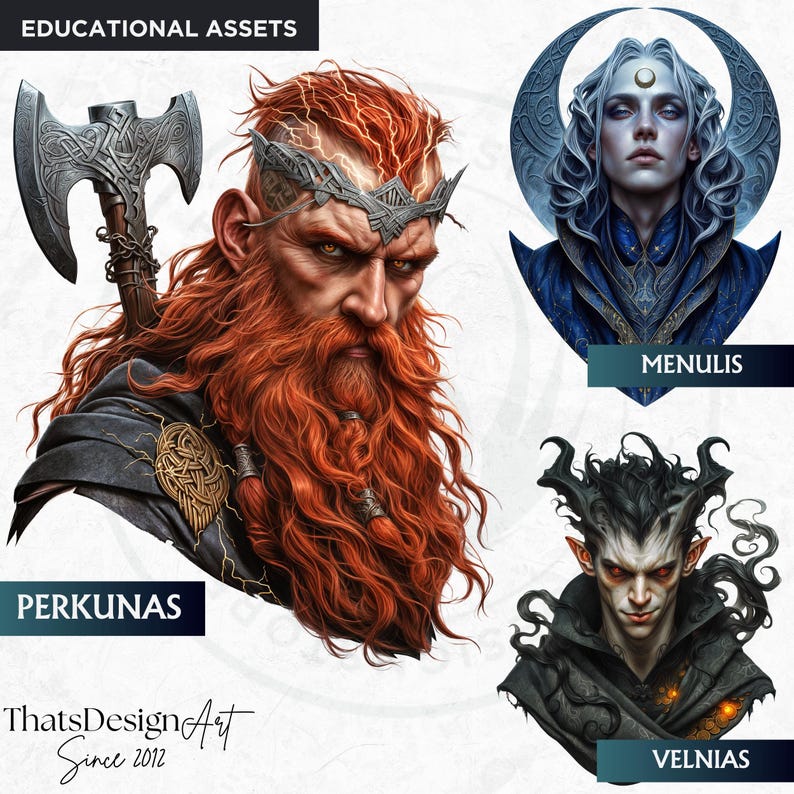 Baltic Gods and Goddesses Clipart: Mythology Art Set (PNG, Digital ...