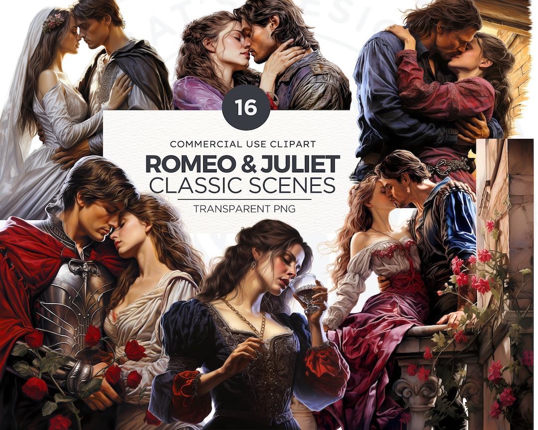 Romantic Romeo and Juliet Clipart Bundle, Historic Couples, Valentine's ...