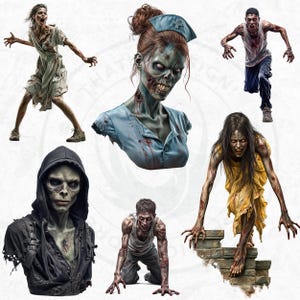 Zombie Apocalypse Clipart: Horror Survival PNG Set (digital Download ...