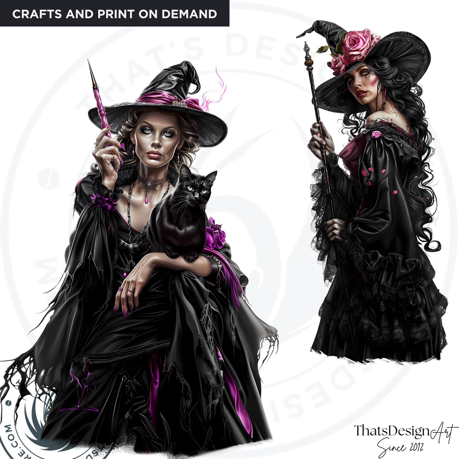 Pink Witch Clipart PNG: Fantasy Witchcraft Graphics (commercial Use) - Etsy