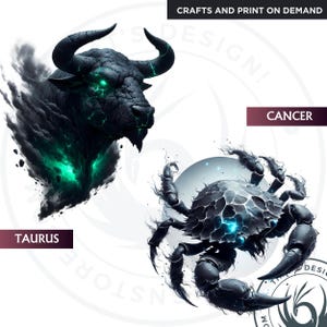 Ethereal Zodiac Signs Clipart Set: Fantasy Astrology, Horoscope Symbols ...