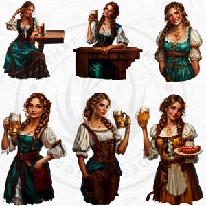22 Oktoberfest Beer Maids Clipart Set, Bavarian Girls, Oktoberfest ...
