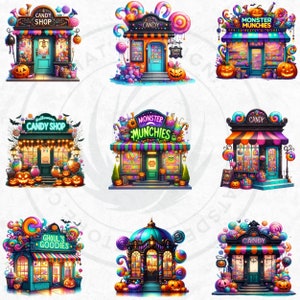 Watercolor Halloween Candy Shop Clipart Set (PNG, Digital Download ...
