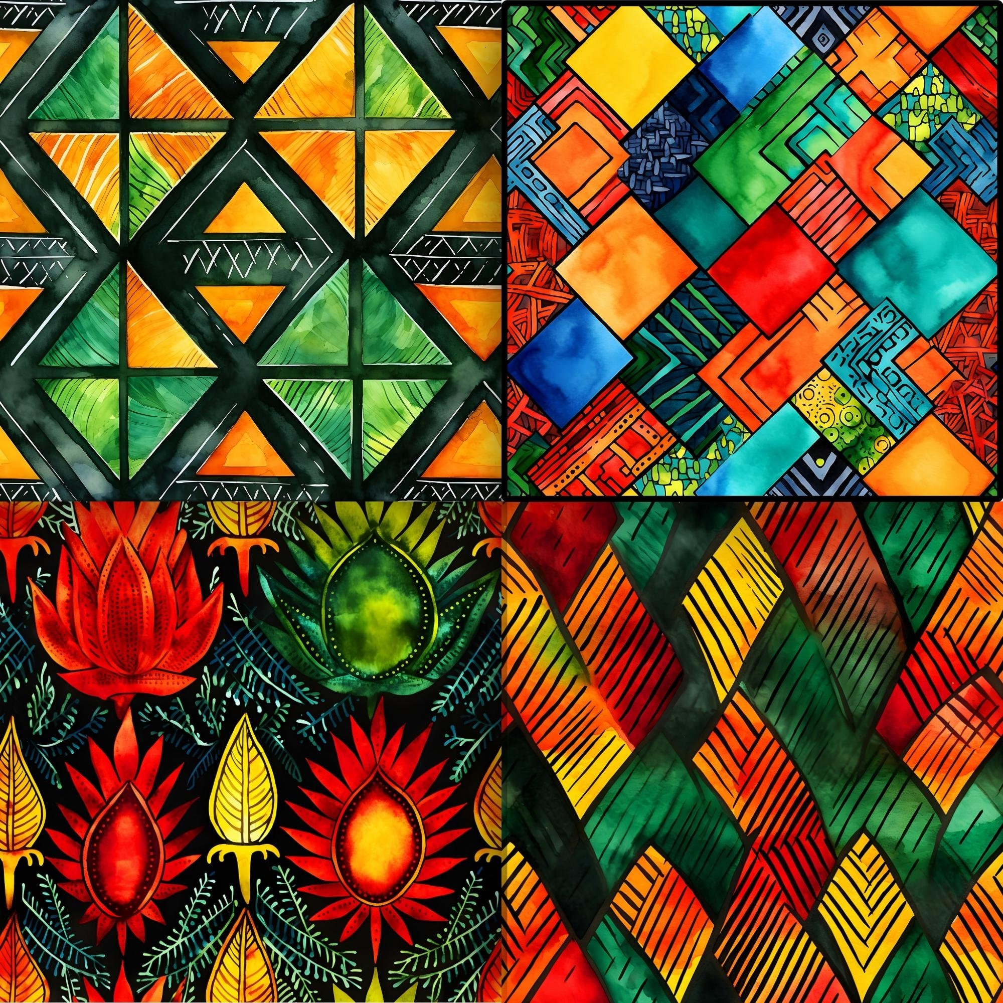 Watercolor Kwanzaa Digital Paper Seamless Patterns, Juneteenth ...