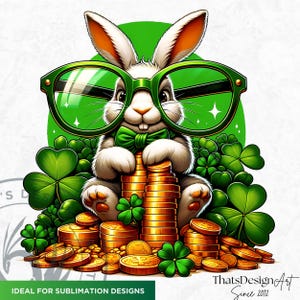 St Patricks Day Bunny Watercolor Clipart, Cute Rabbit Clipart PNG ...