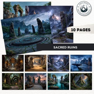 Fantasy Backdrops Landscape Digital Paper: RPG Backgrounds, Mystical ...